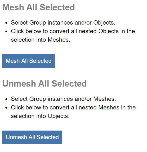 GitHub - FormIt3D/MeshUnmeshAll: Mesh and Unmesh all nested geometry inside selected Groups.